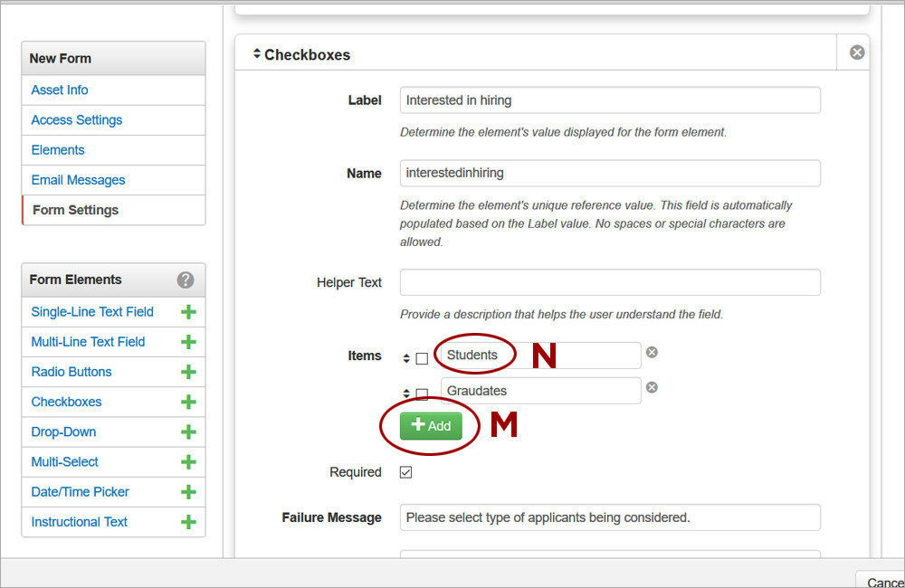 Form Assets - CMS Training | University of South Carolina
