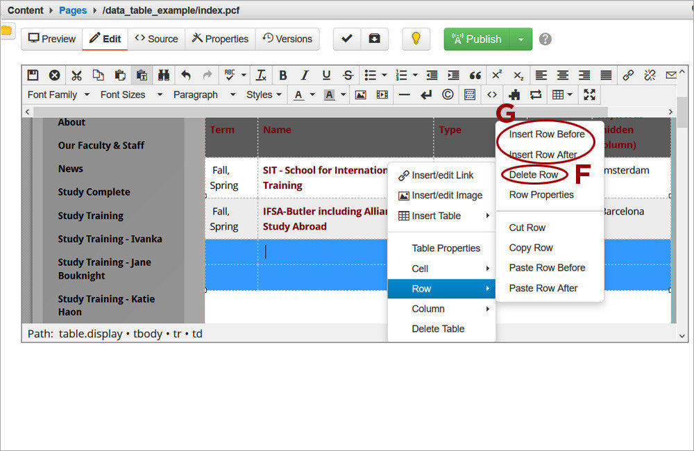 Data Table - CMS Training | University of South Carolina
